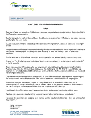 Lane Cove's first Australian representative | PDF