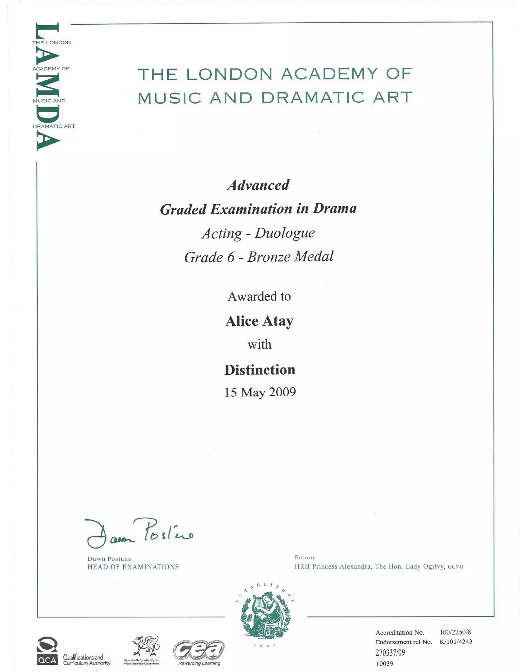 LAMDA Acting Duo Grade 6 Certificate | PDF