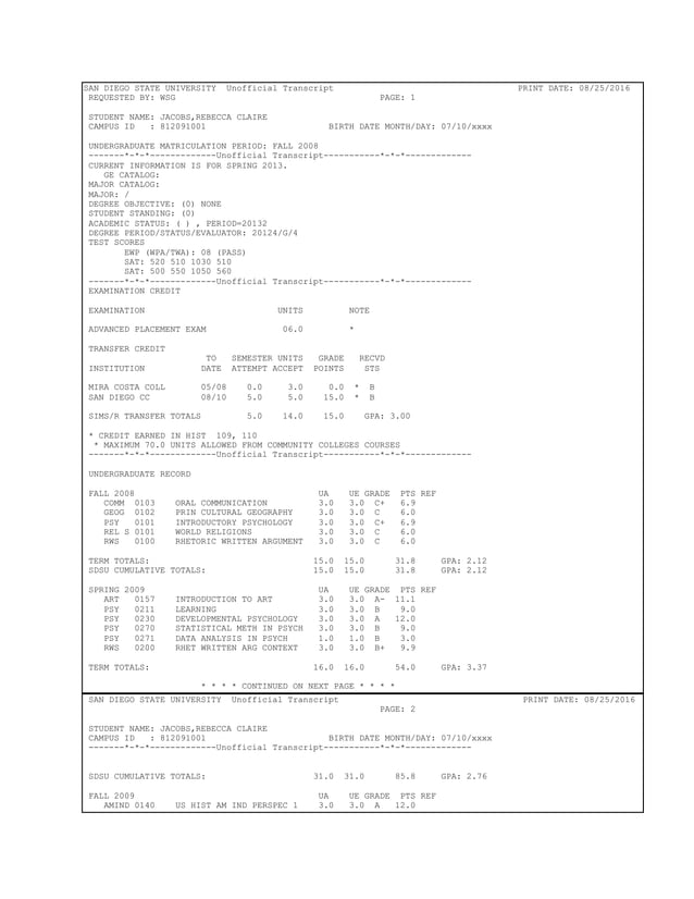 Unofficial Transcript | DOCX