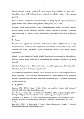 Tedarik Zinciri Optimizasyonu | DOC