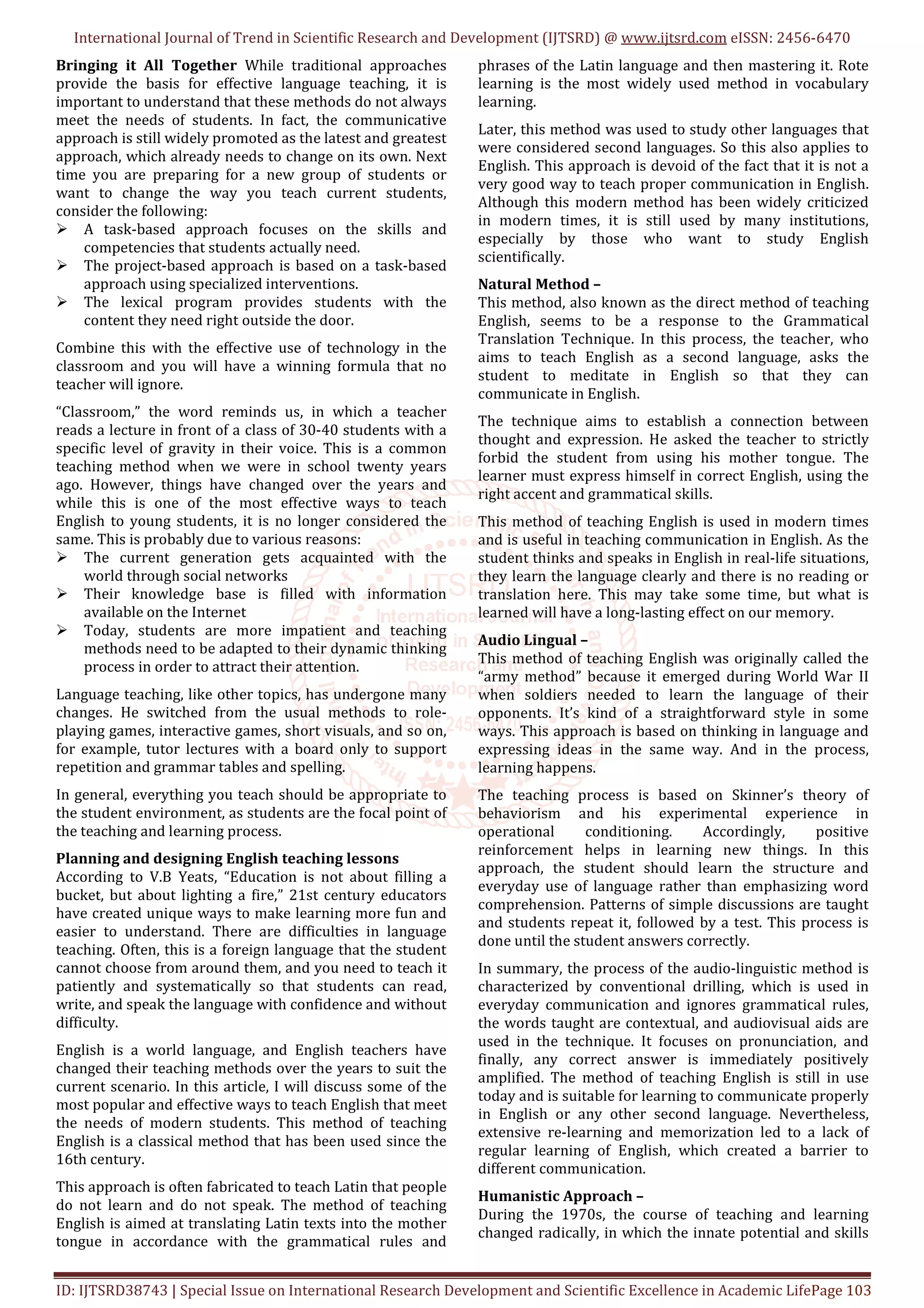 Interactive Ways of Teaching Language Skills | PDF