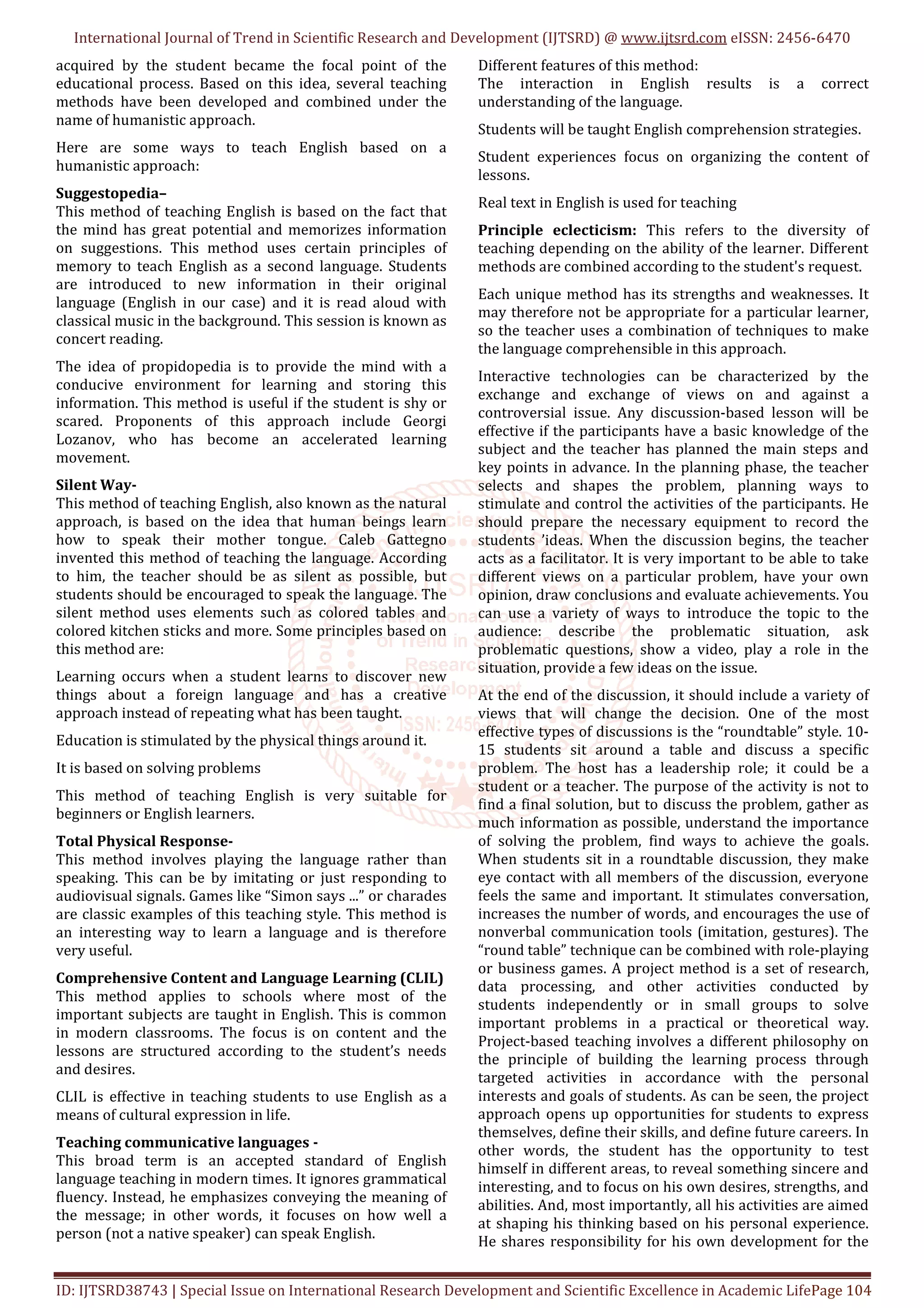 Interactive Ways of Teaching Language Skills | PDF