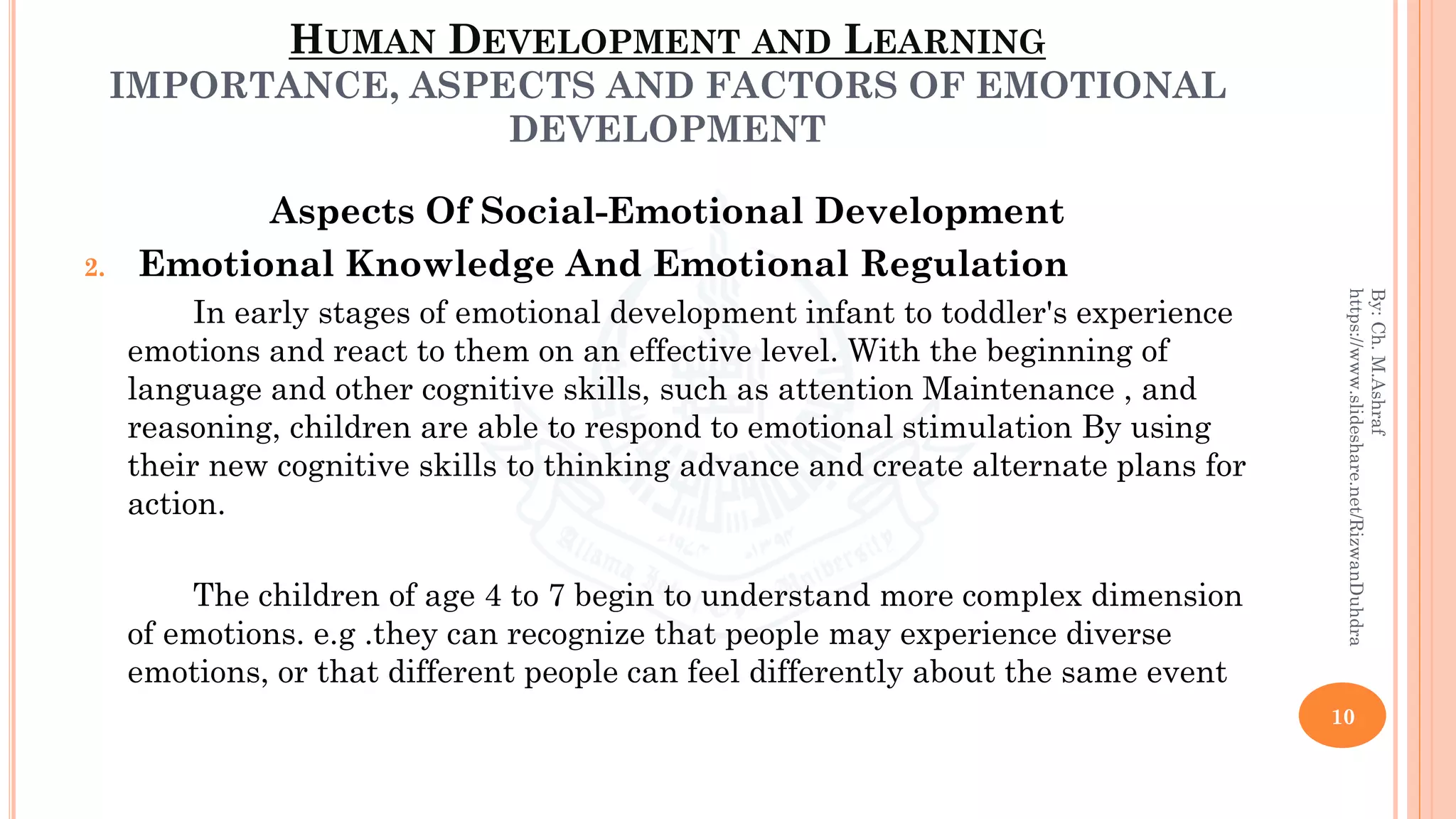 IMPORTANCE, ASPECTS AND FACTORS OF EMOTIONAL DEVELOPMENT | PDF