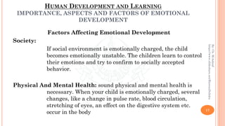 IMPORTANCE, ASPECTS AND FACTORS OF EMOTIONAL DEVELOPMENT | PDF