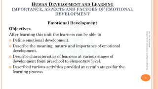 IMPORTANCE, ASPECTS AND FACTORS OF EMOTIONAL DEVELOPMENT | PDF