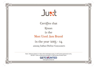 juxt india online_2013-14_ most used jam brand | PPT