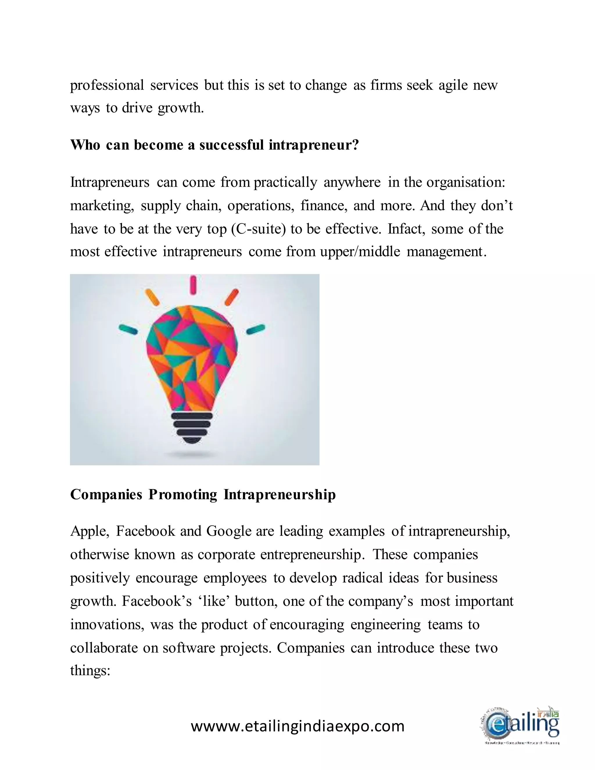 Key elements of transitioning from intrapreneur to entrepreneur | DOCX