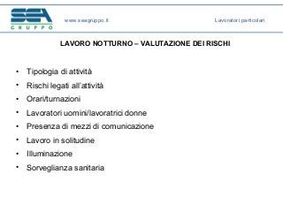 Il rischio ricollegabile alle differenze di genere, età, nazionalità e ...