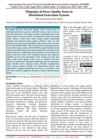 Mitigation of Power Quality Issues in Distributed Generation Systems | PDF