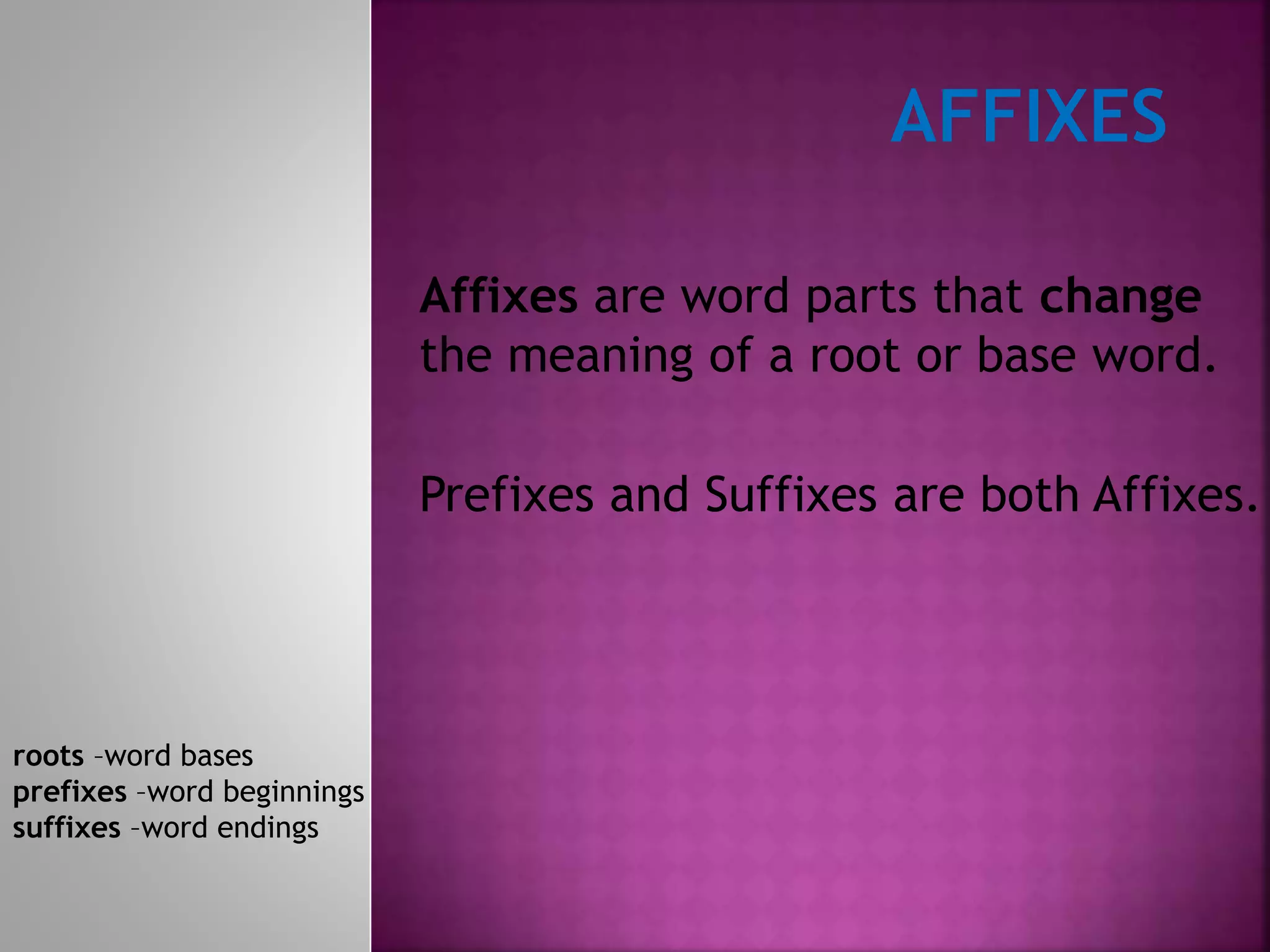 Prefixes and Suffixes | PPT
