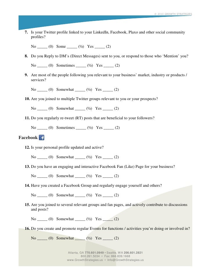 29 Point Social Media Self-Assessment Test