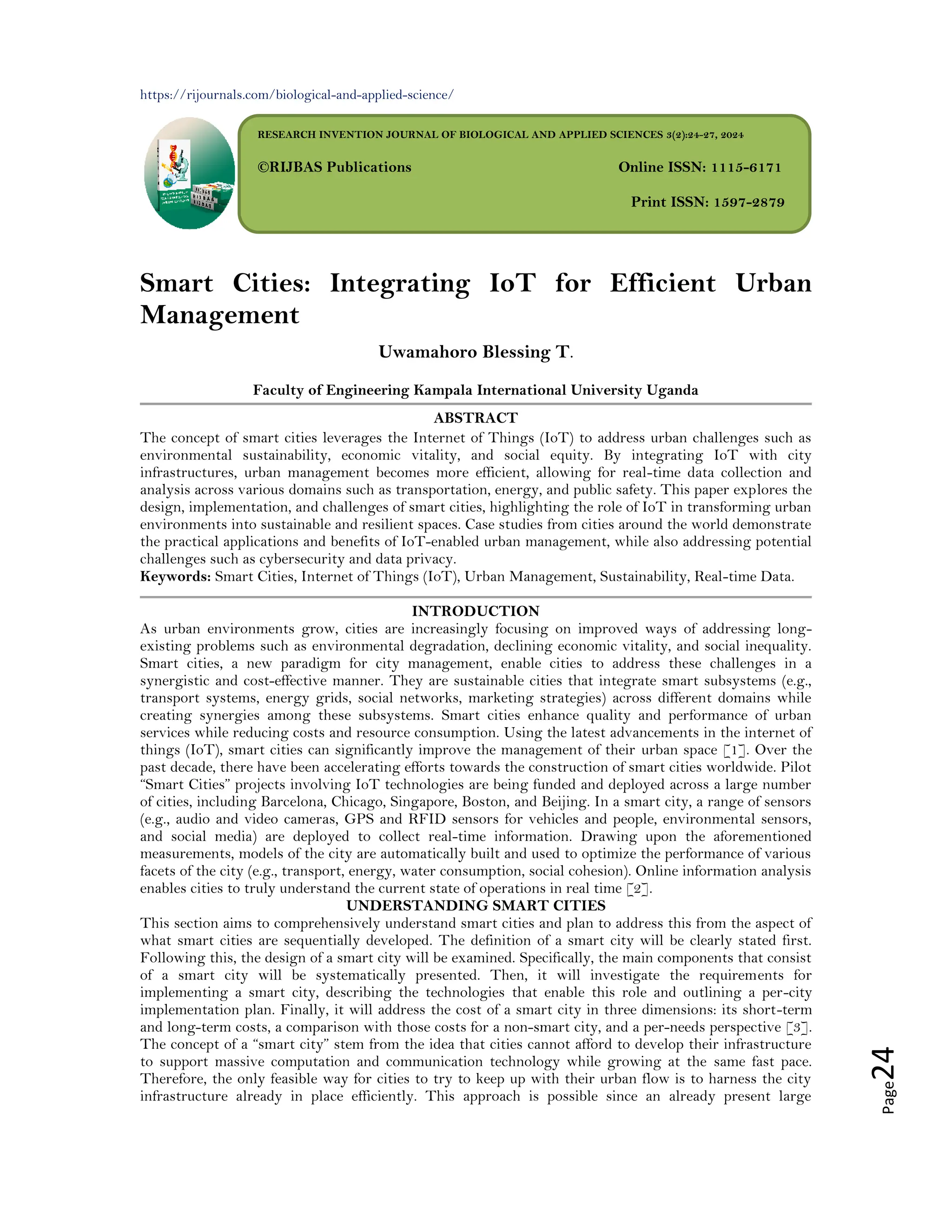 Smart Cities: Integrating IoT for Efficient Urban Management (www.kiu ...