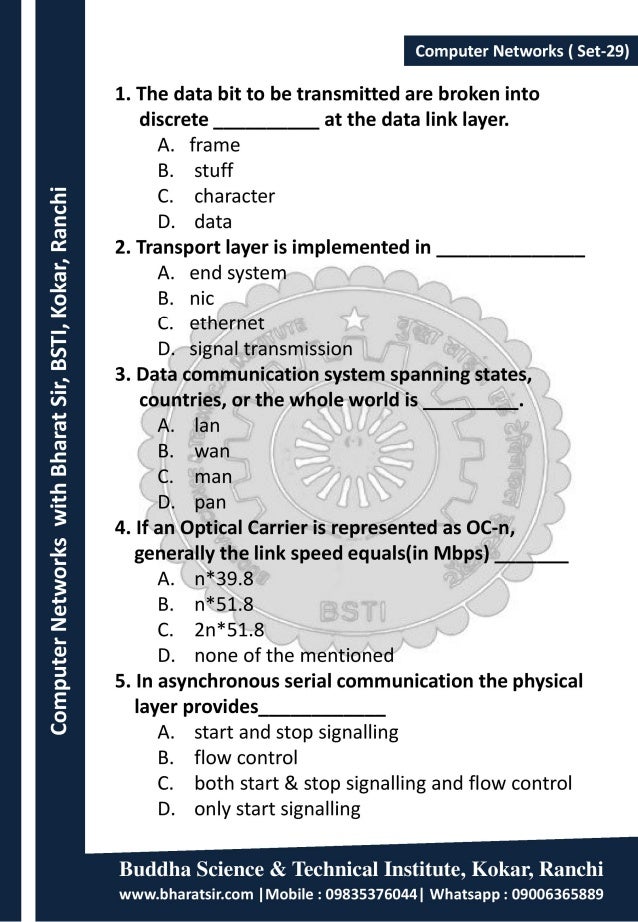 BSTI-BharatSir : Computer Network , Set-29 | PDF