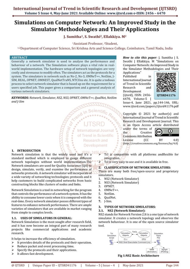 Simulations on Computer Network An Improved Study in the Simulator Methodologies and Their ...