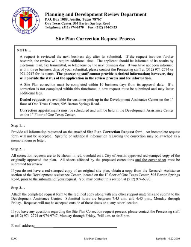 29 site plan_correction_form | PDF | Law