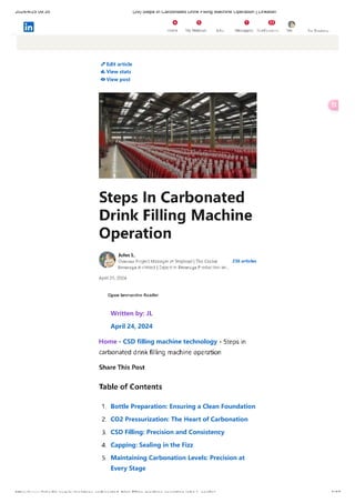 Steps In Carbonated Drink Filling Machine Operation | PDF