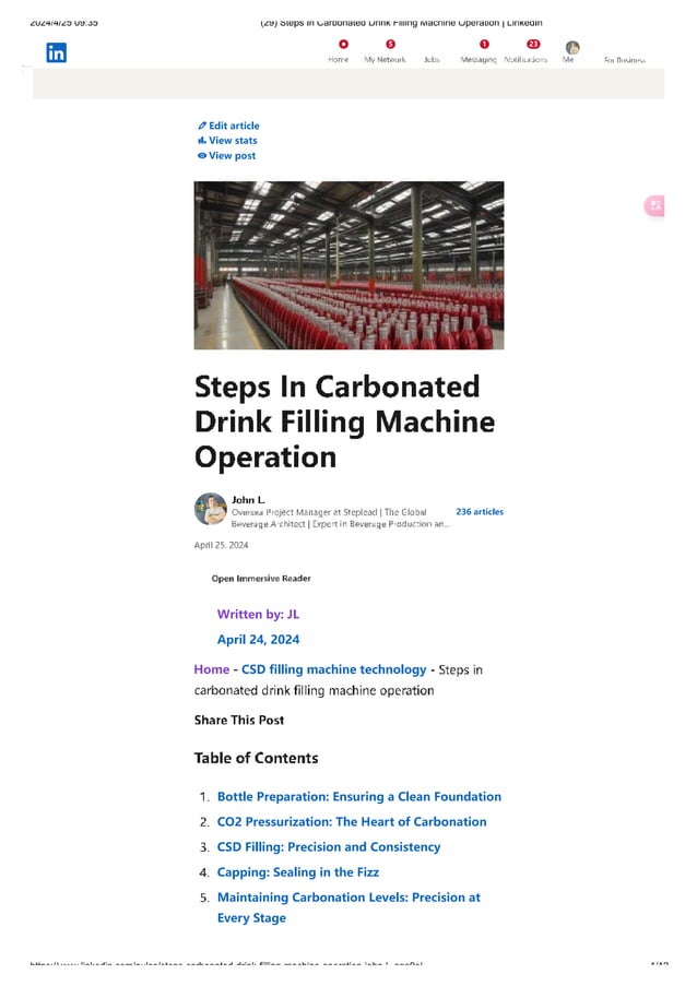 Steps In Carbonated Drink Filling Machine Operation | PDF