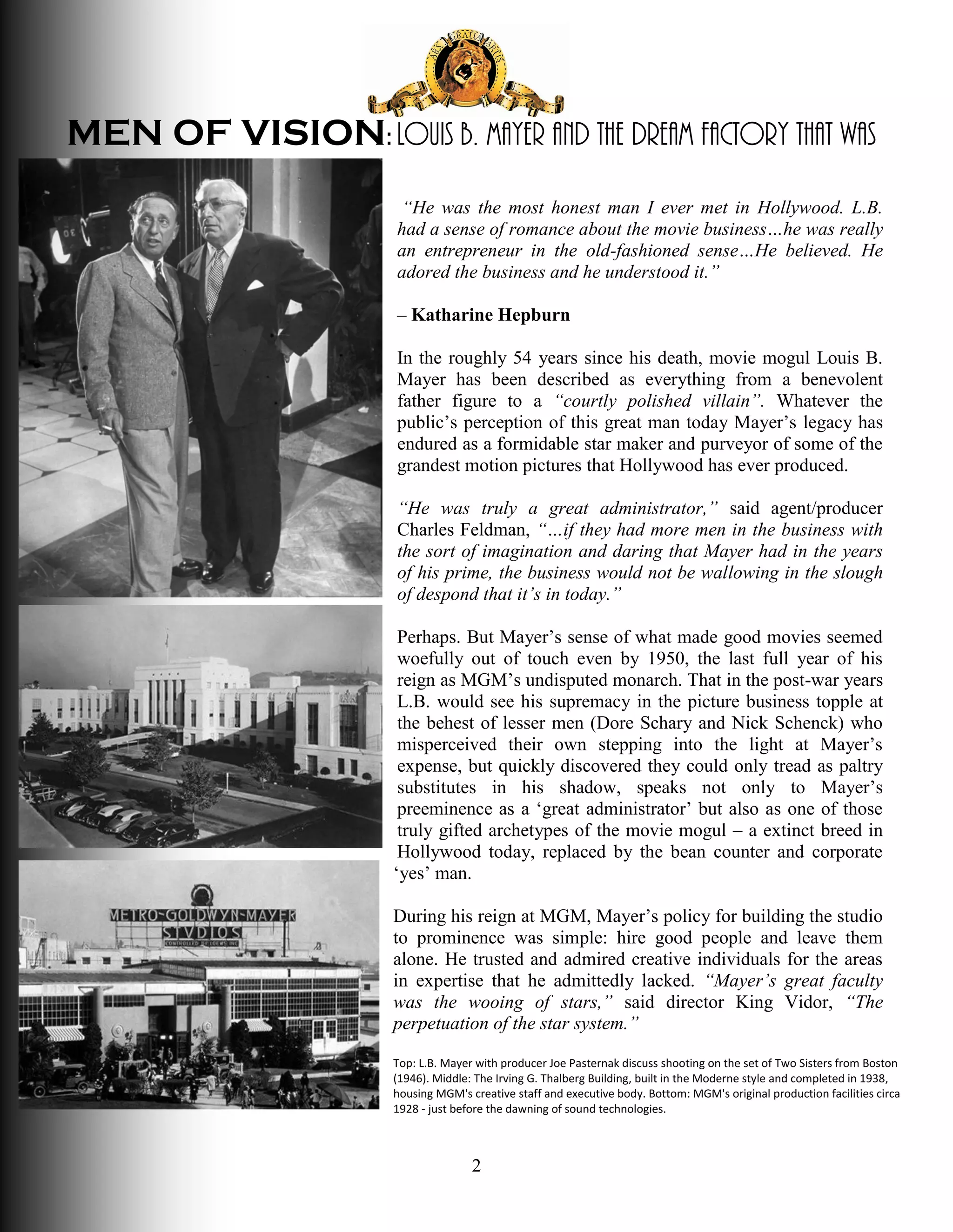 THE HOLLYWOOD ART - Louis B. Mayer | PDF