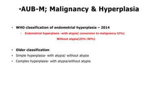 AUB Diagnosis and evaluation BY: Dr. DIPTI NABH Dr Sharda Jain | PPTX