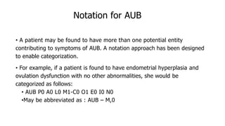 AUB Diagnosis and evaluation BY: Dr. DIPTI NABH Dr Sharda Jain | PPTX