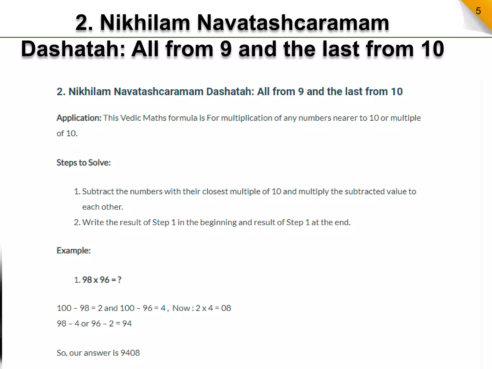 29 Vedic Maths Formulas | PPT