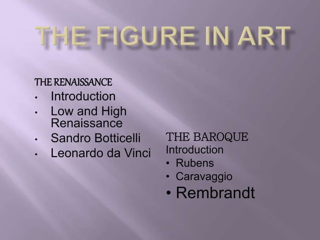 2a.The Figure in Art: Low and High Rennaissance and Baroque images ...