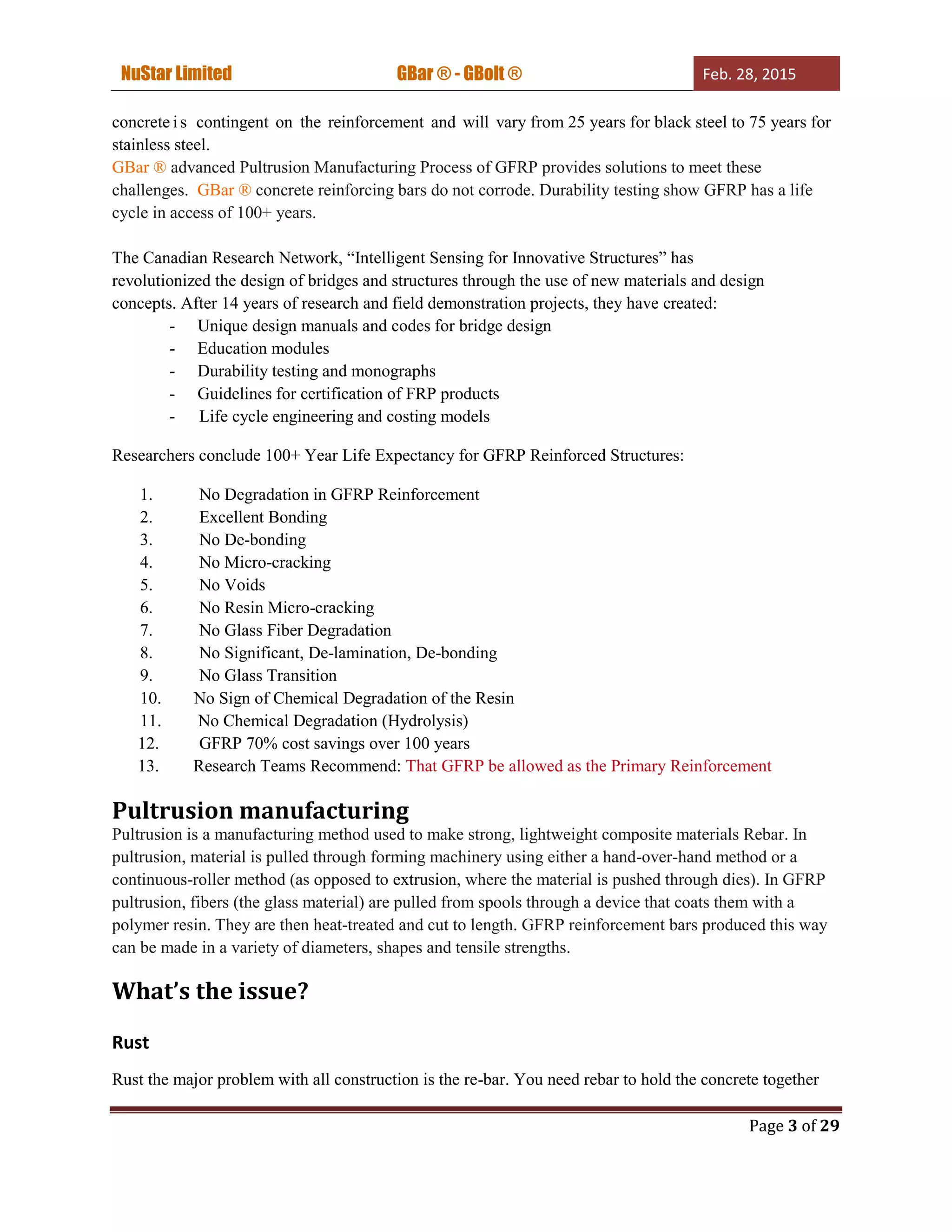 GFRP Reinforcement Bar Manufacturing | PDF