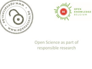 OpenAire Sessions - Open Science as part of responsible research | PDF