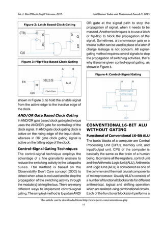 POWER EFFICIENT ALU DESIGN WITH CLOCK AND CONTROL-SIGNAL GATING TECHNIQUE | PDF | Computing ...