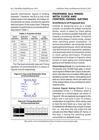 POWER EFFICIENT ALU DESIGN WITH CLOCK AND CONTROL-SIGNAL GATING TECHNIQUE | PDF | Computing ...
