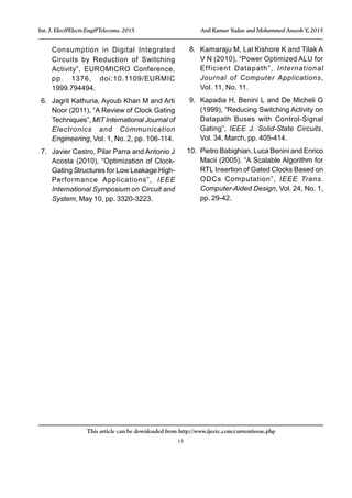 POWER EFFICIENT ALU DESIGN WITH CLOCK AND CONTROL-SIGNAL GATING TECHNIQUE | PDF | Computing ...