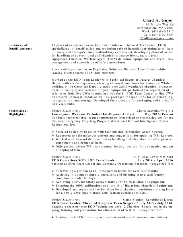 Chad Gojer Resume | PDF