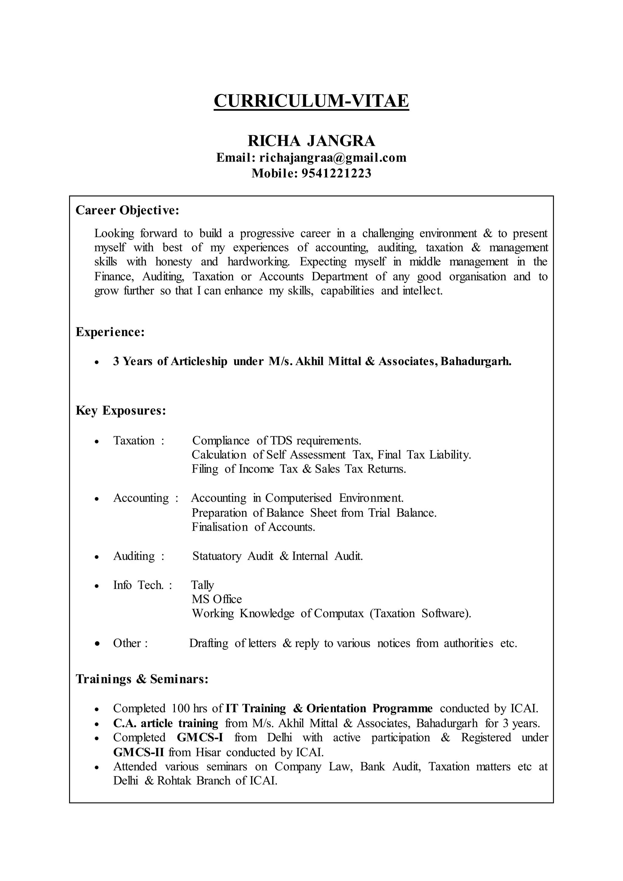 CURRICULUM richa | PDF