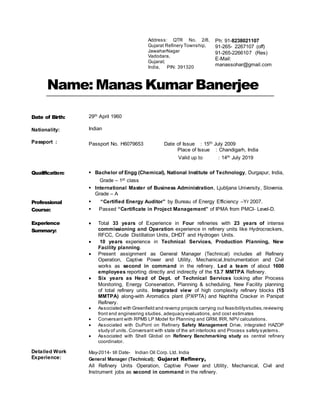 Resume-Manas-May-16 | DOCX | Civil Engineering Industry | Industries