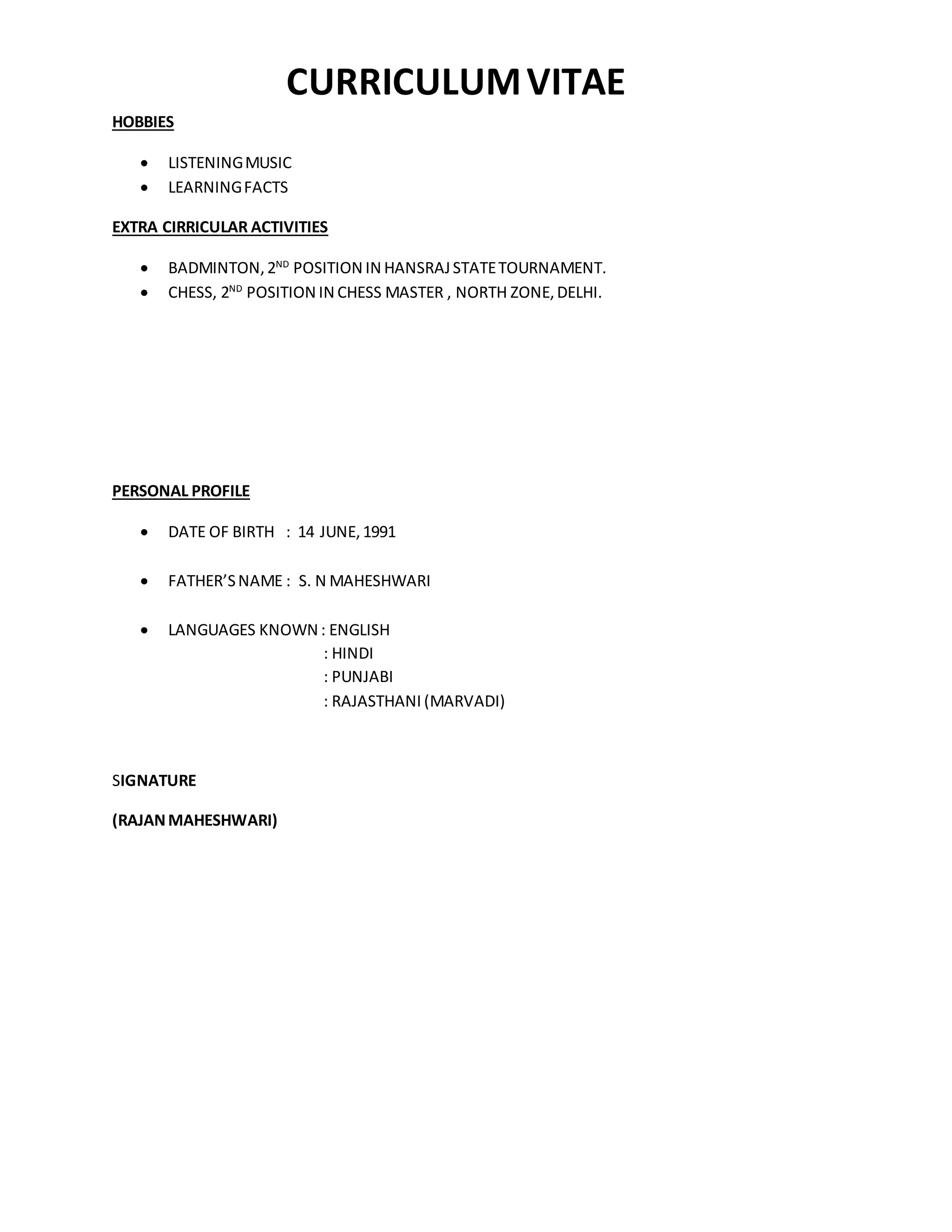 RAJAN MAHESHWARI RESUME | DOCX