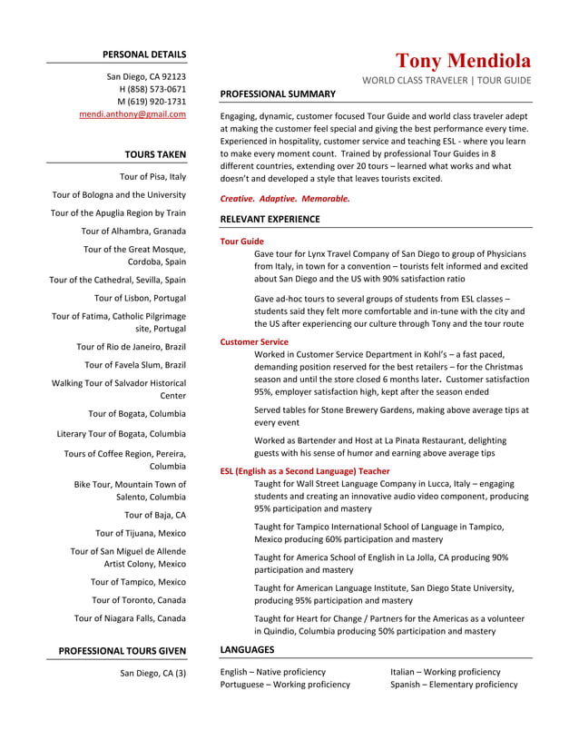 Tony Mendiola Resume 8.23.16