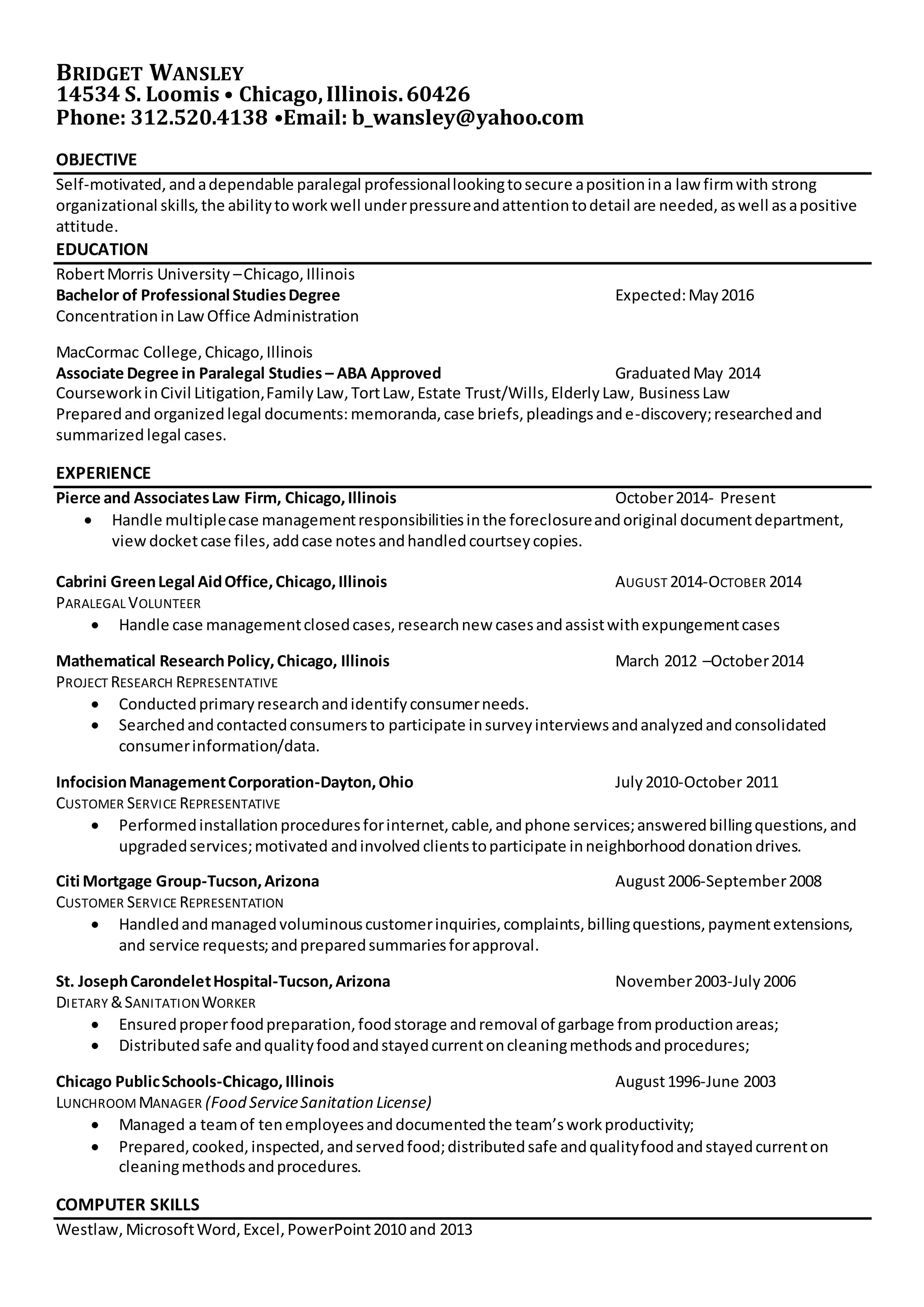 Bridget Wansley Resume x | PDF