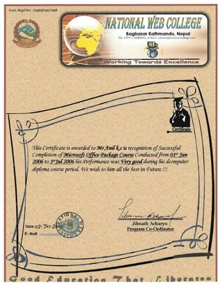 PPI#30913 - Certificate Anil kc | PDF