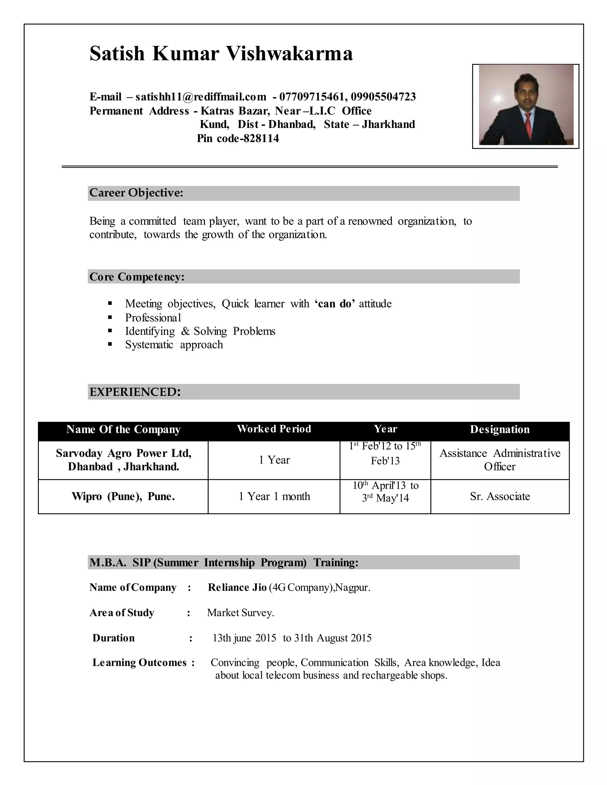 SATISH_Vishwakarma__CV (1) | PDF