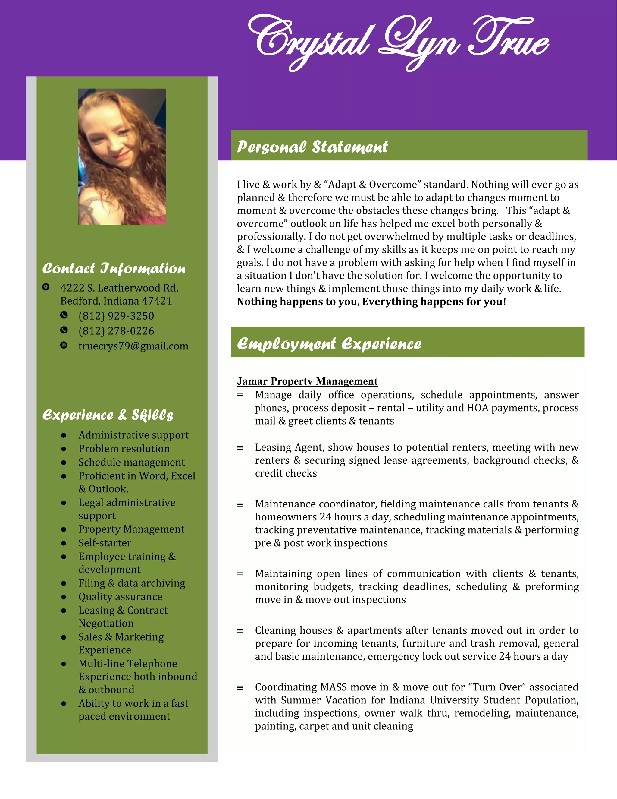 Crystal Lyn True - 2016- Resume | PDF