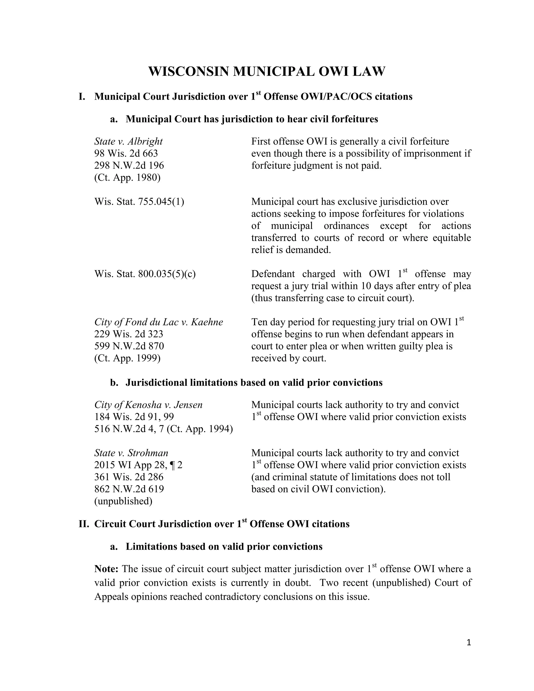 Municipal OWI Prosecution | PDF
