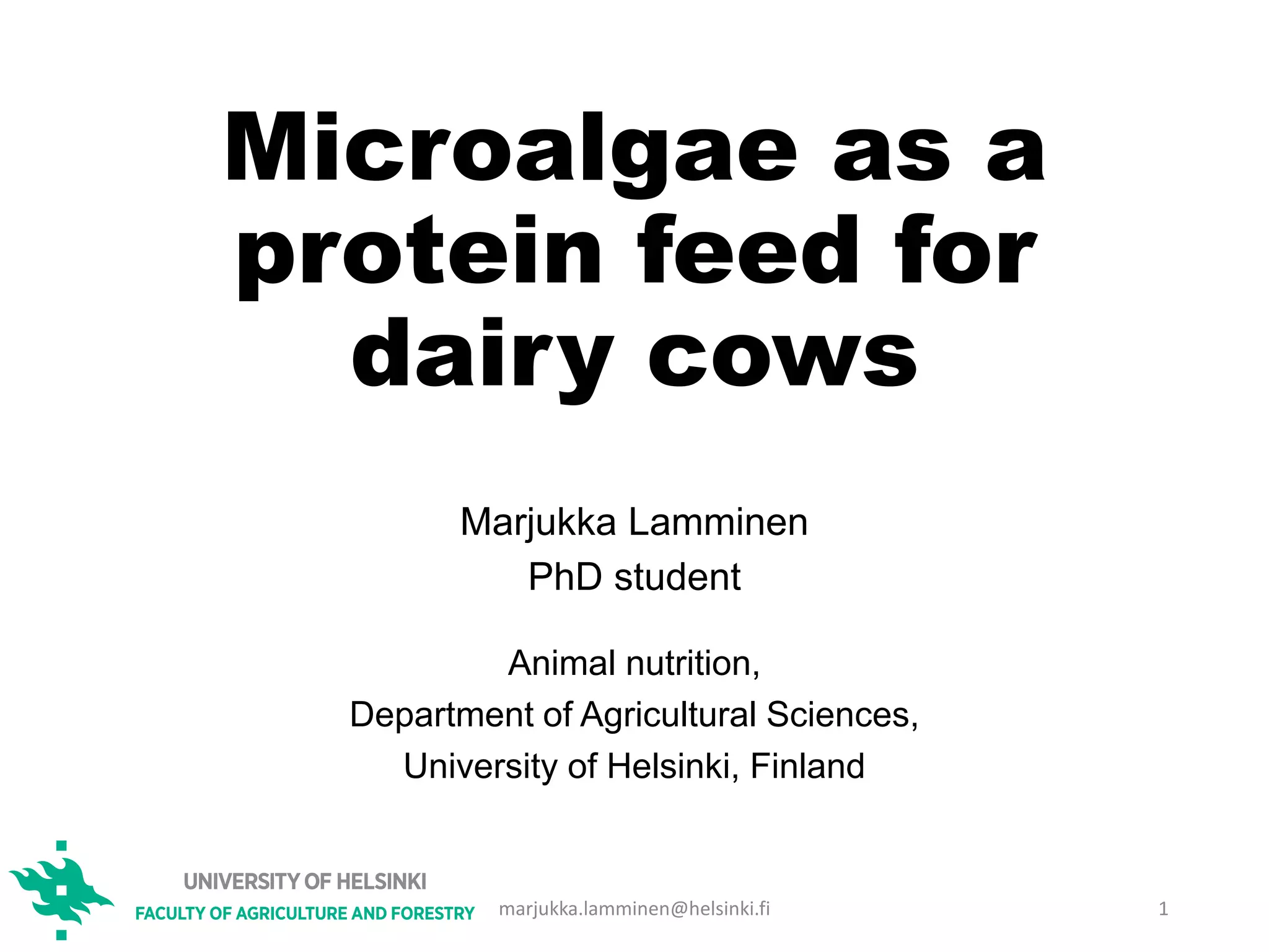 Microalgae as a protein feed for dairy cows | PDF