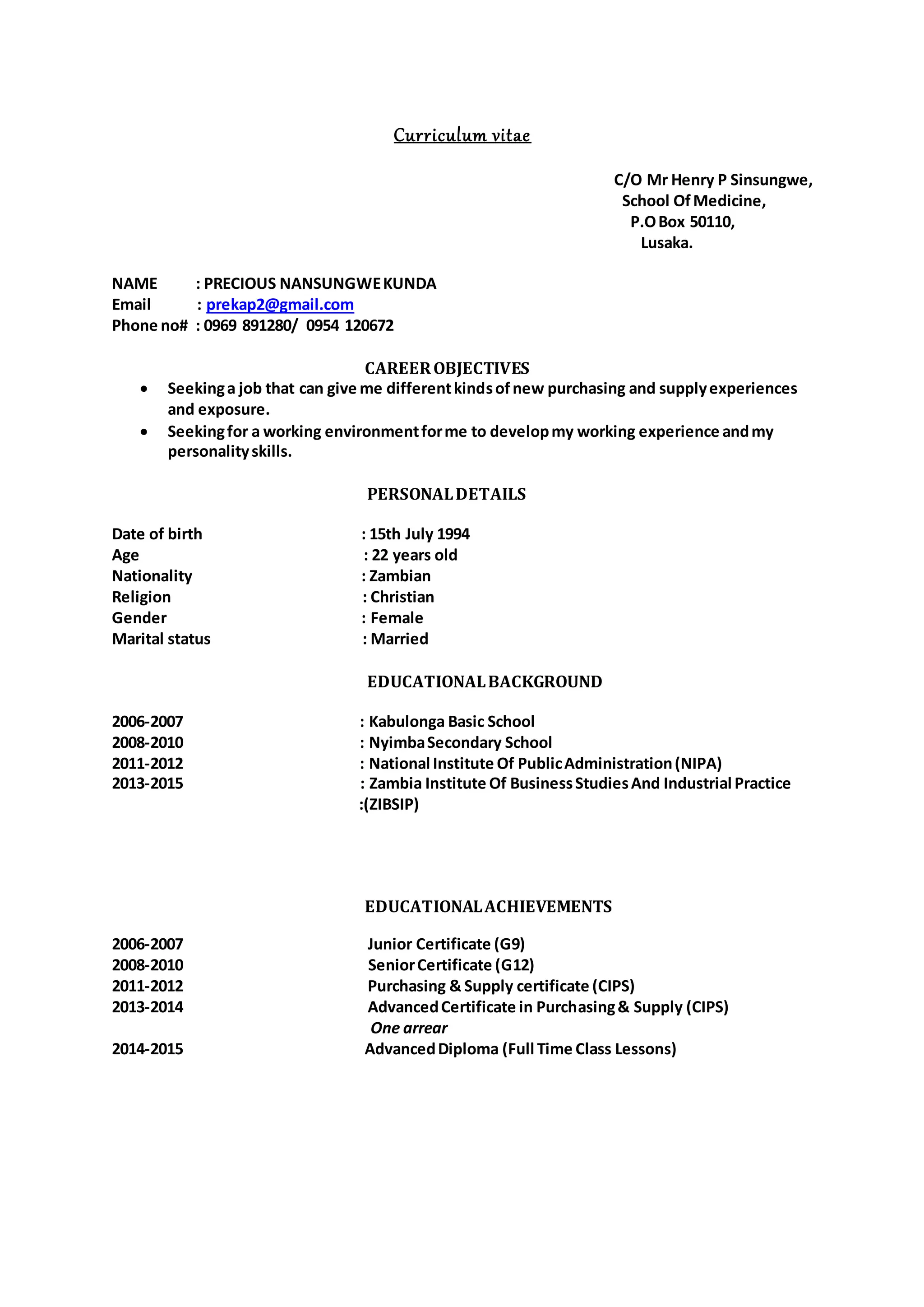 Curriculum vitae me | DOCX