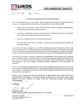 Recommendation letter Lukoil 2016 | PDF