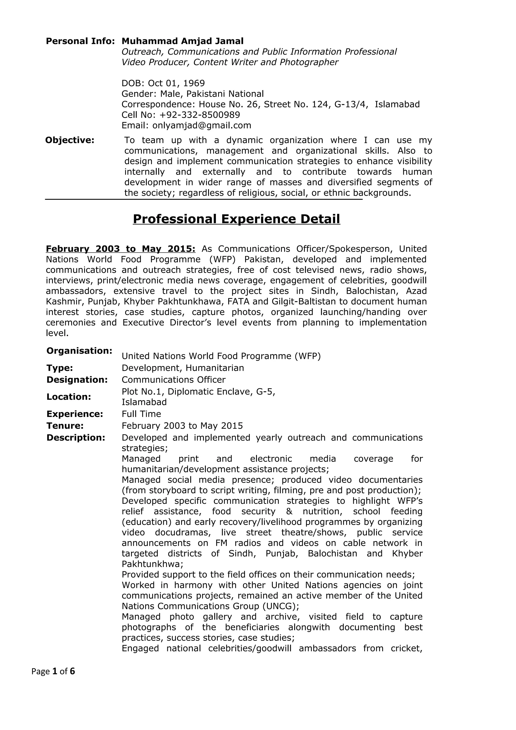 Communications - CV Amjad Jamal-1 | PDF