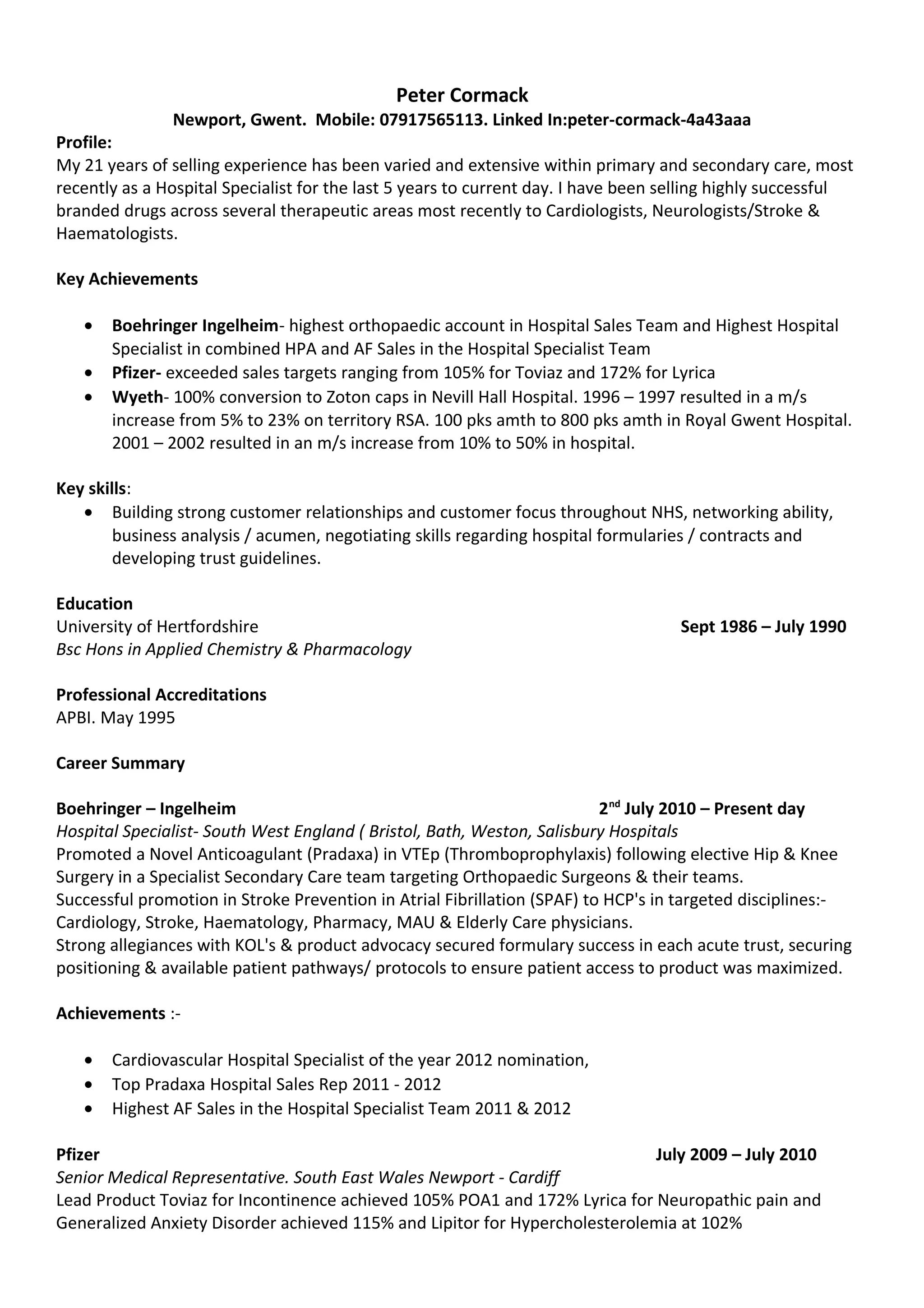 Peter Cormack CV Sept 2015 | PDF