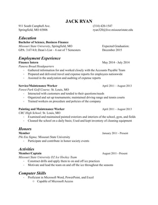 Jack Ryan Resume (PDF) | PDF