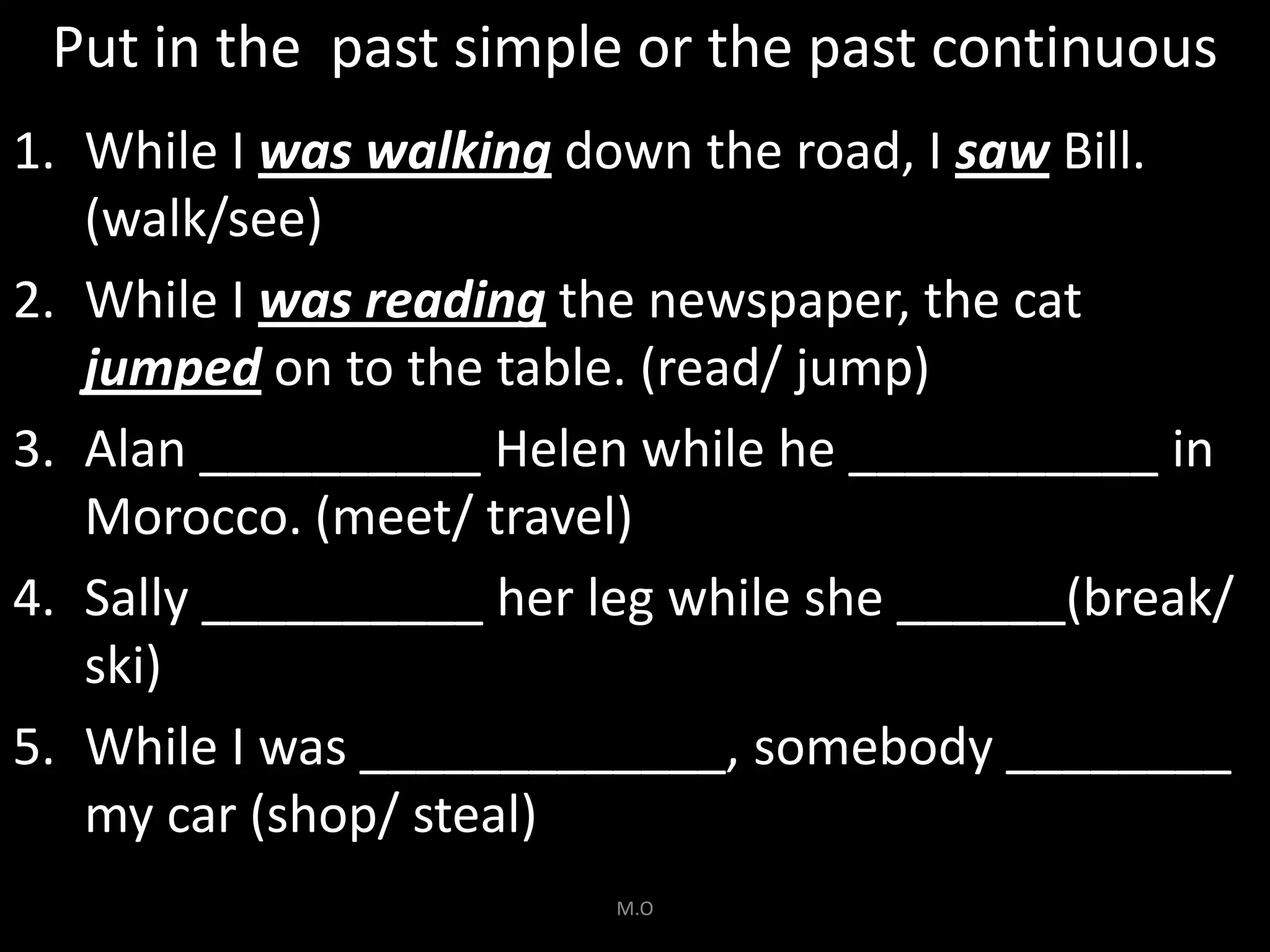 Pre-intermediate 2A 2B Past Simple and Past Continuous Exercises | PPTX