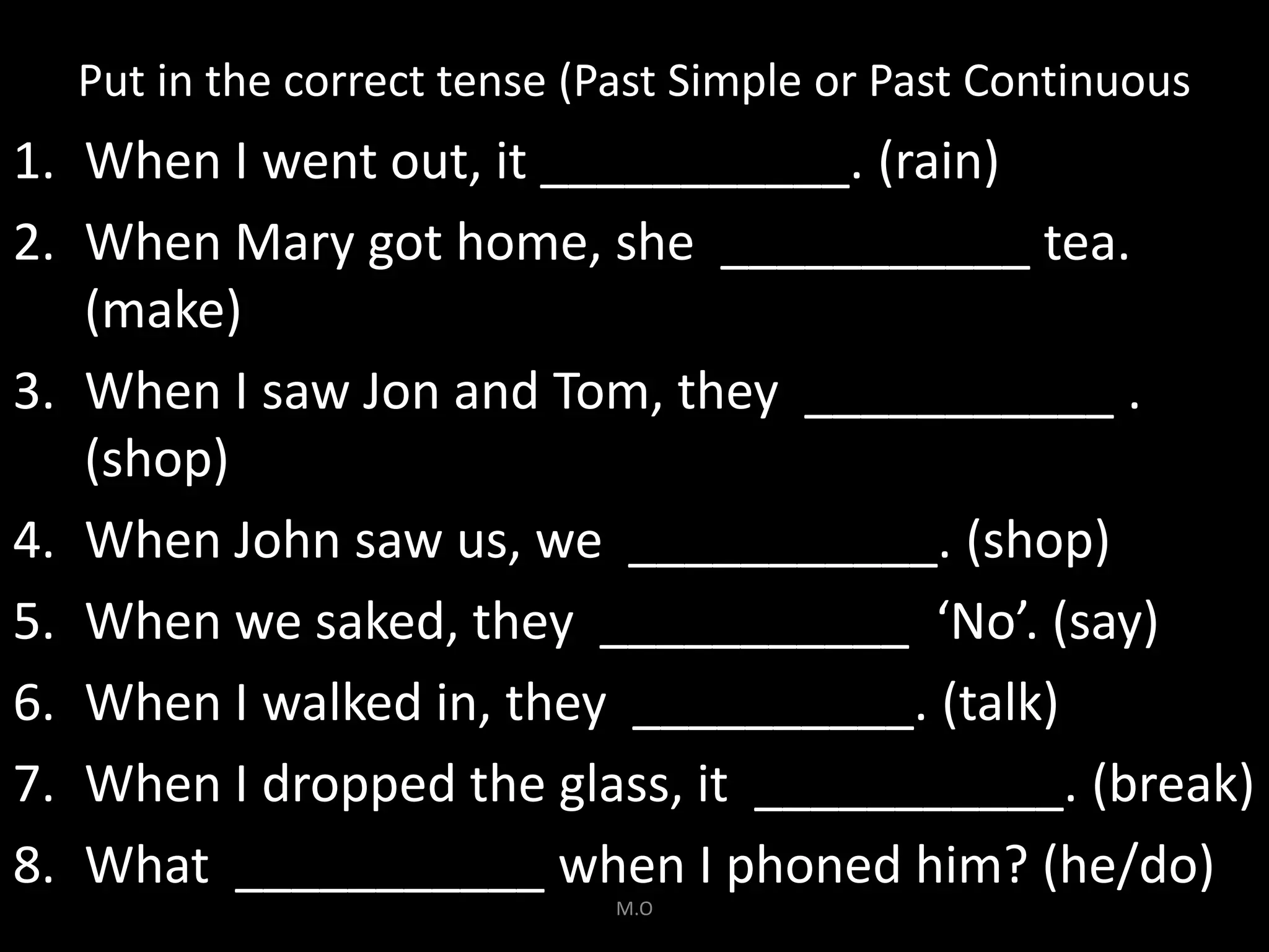 Pre-intermediate 2A 2B Past Simple and Past Continuous Exercises | PPTX