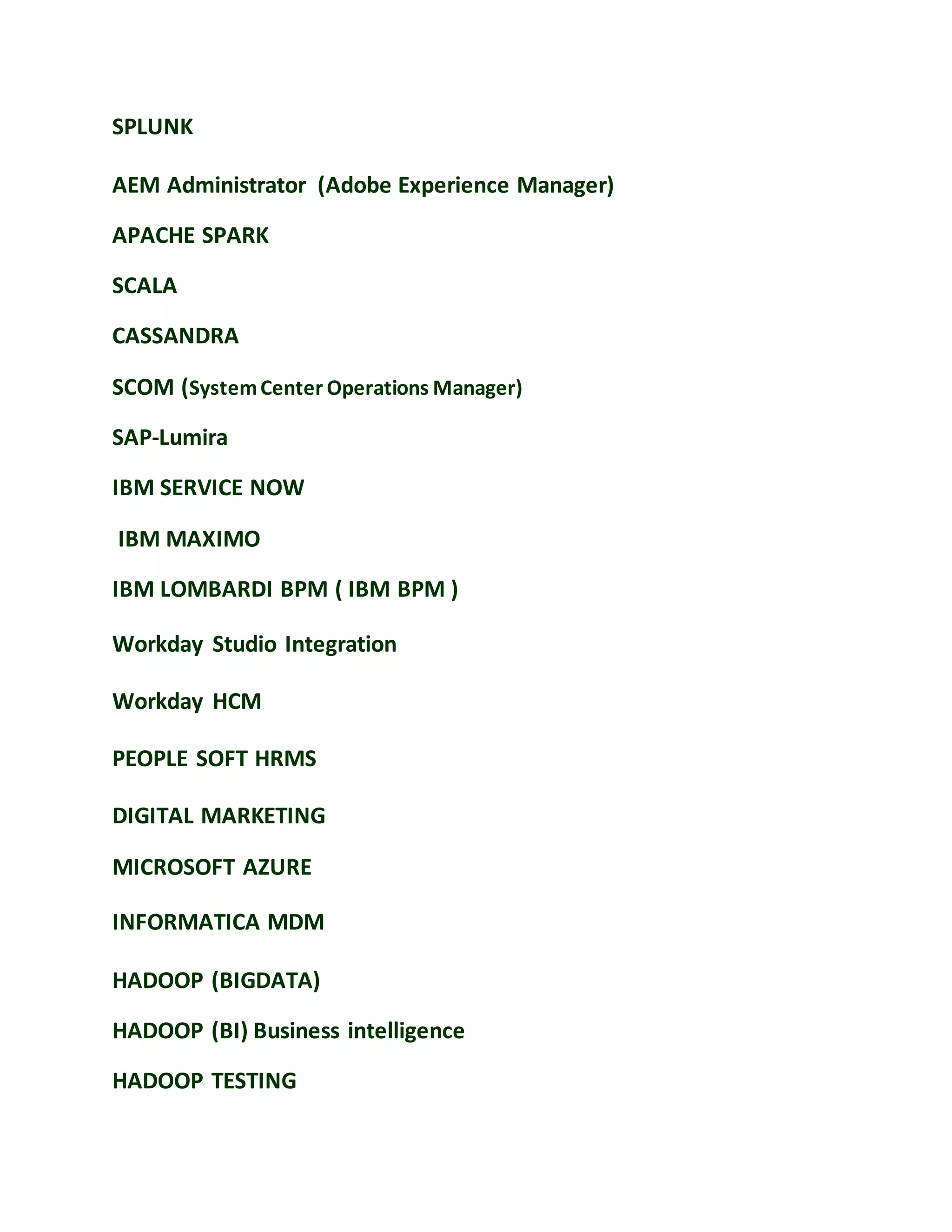 New updated HOT COUERSES List | DOCX